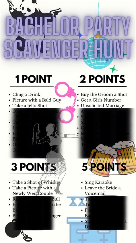 Bachelor Party Scavenger Hunt Printable Party Game Full Page Etsy
