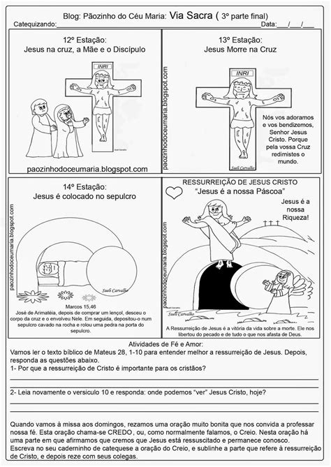 Pãozinho do Céu Via Sacra Atividades de catequese