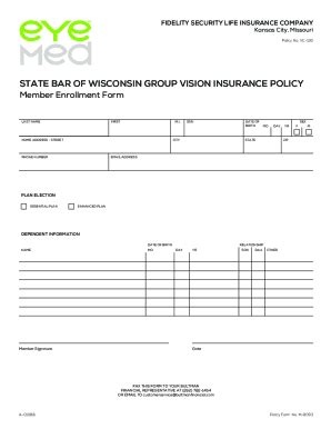 Fillable Online State Bar Of Wisconsin Eyemed Vision Plan Fax Email