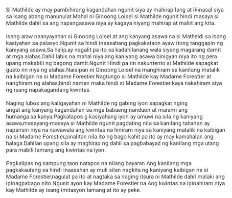 Gawain Ibuod Ang Binasang Akda Na Ang Kwentong Ang Kuwintas Ni Guy