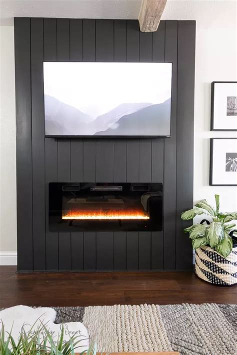 Modern DIY Electric Fireplace And Shiplap TV Wall Garrison Street