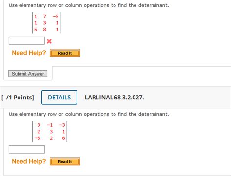 solved use elementary row or column operations to find the