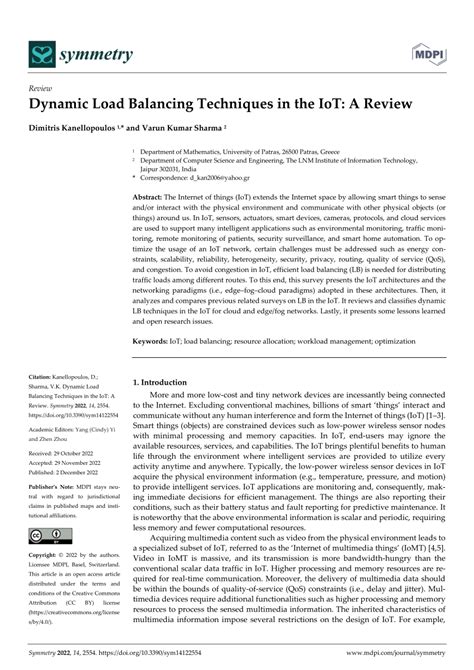 pdf dynamic load balancing techniques in the iot a review