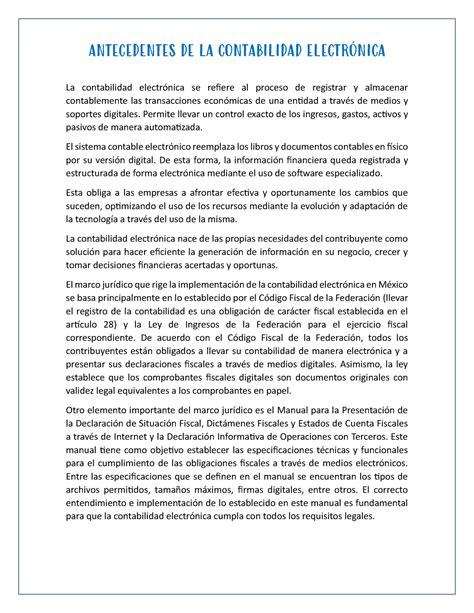 Antecedentes De La Contabilidad Electronica Diana Curiel