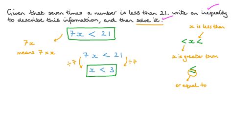 question video writing and solving linear inequalities nagwa