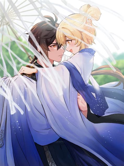 Lumine And Zhongli Genshin Impact Drawn By Itsumi Danbooru