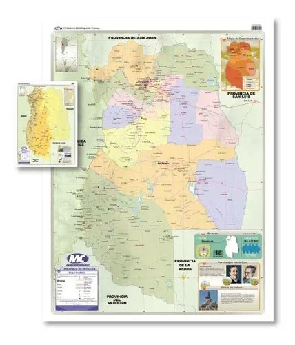 Mapa Prov De Mendoza Mural político físico Doble Faz