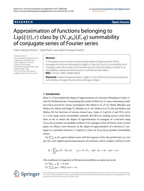 pdf approximation of functions belonging to class by summability of conjugate series of