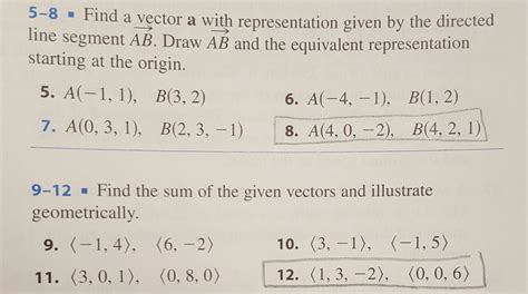 solved find a vector a with representation given by the
