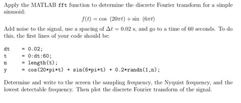 solved apply the matlab fft function to determine the