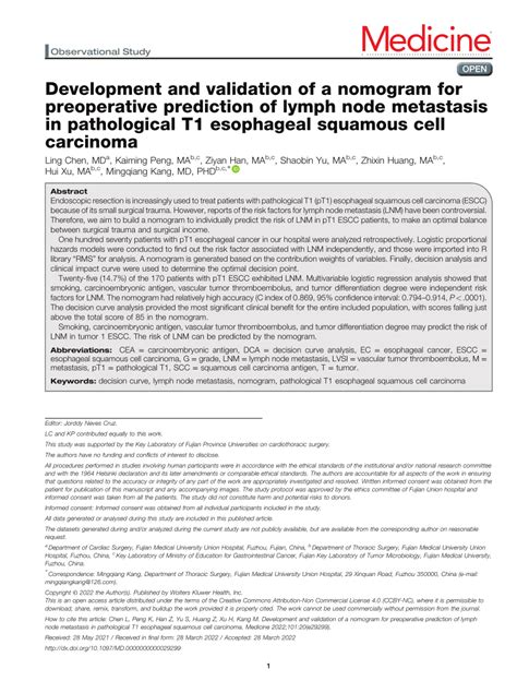 pdf development and validation of a nomogram for preoperative prediction of lymph node