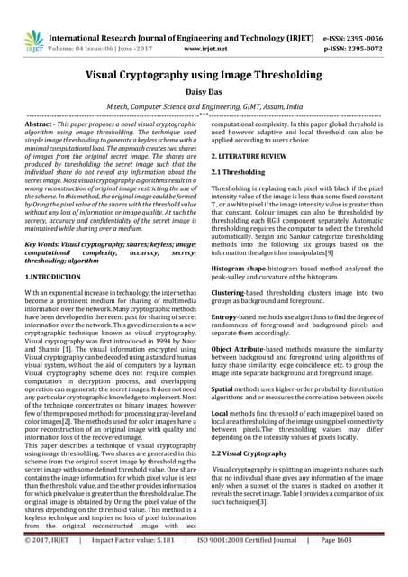 visual cryptography using image thresholding pdf