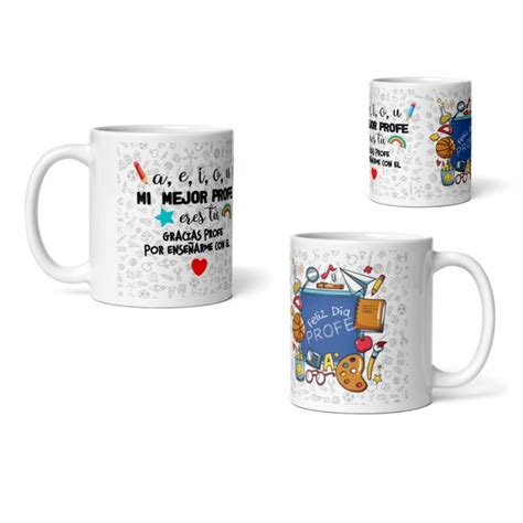 Taza a e i o u Mi mejor profe eres tú