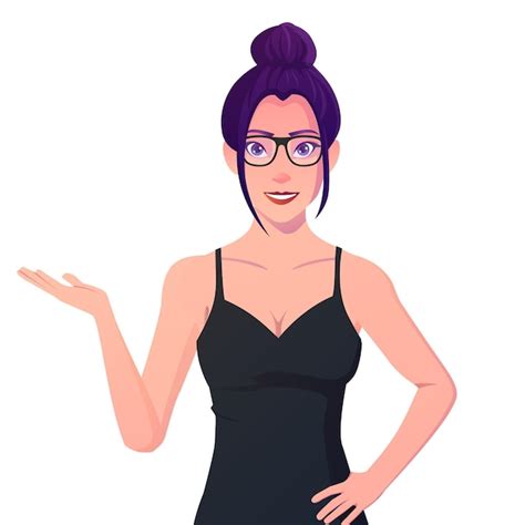 Mulher de negócios apresentando mostrando mulher de desenho animado em