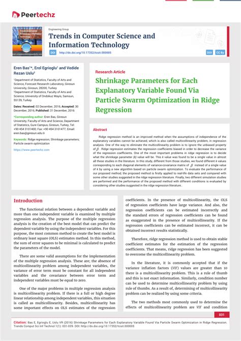 pdf shrinkage parameters for each explanatory variable found via particle swarm optimization