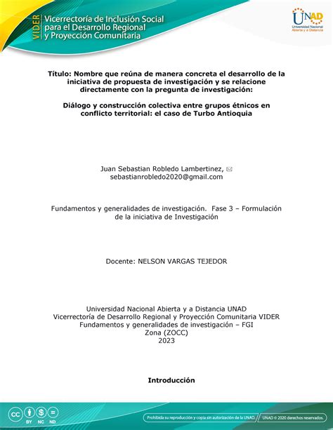 Anexo 3 Plantilla iniciativa de investigación Título Nombre que