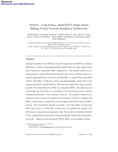 pdf snava a real time multi fpga multi model spiking neural network simulation architecture