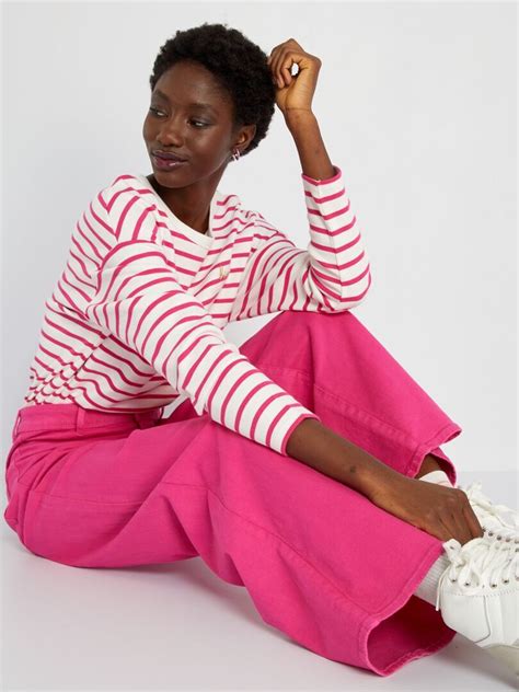 T shirt marinière avec broderie Rose Bisou Kiabi 12 00