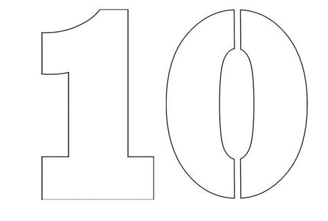 Desenhos de Número 10 Simples para Colorir e Imprimir ColorirOnline