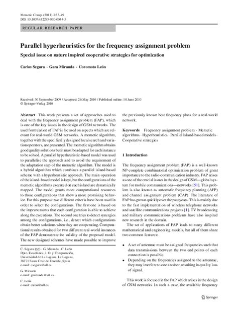 pdf parallel hyperheuristics for the frequency assignment problem carlos segura gonzález