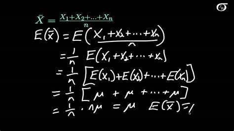 sampling distributions deriving the mean and variance of the sample mean youtube