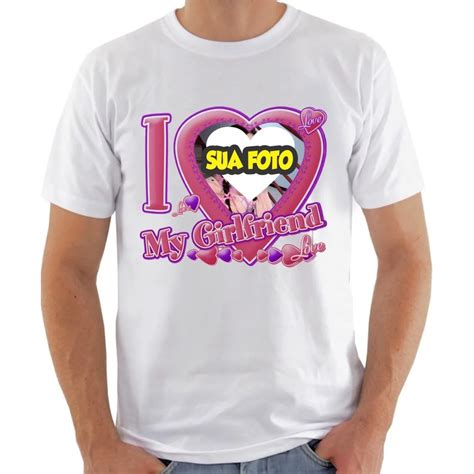 Camisa Personalizada I Love My Girlfried Boyfriend Eu Amo Minha