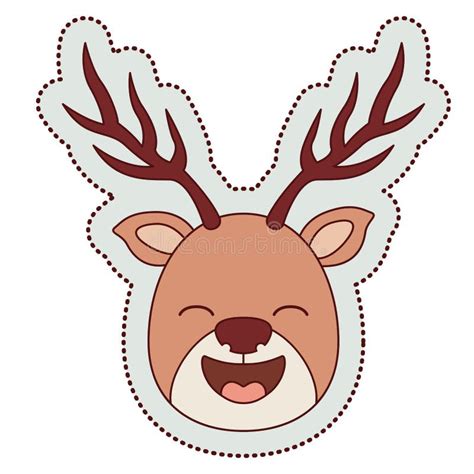 Desenhos Animados Da Rena Do Feliz Natal Ilustração do Vetor