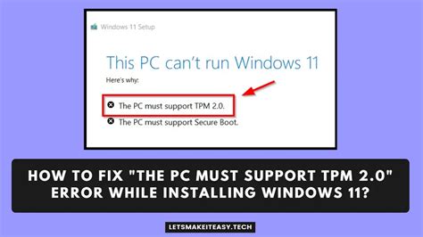 fix tpm 2 0 and secure boot to install windows 11