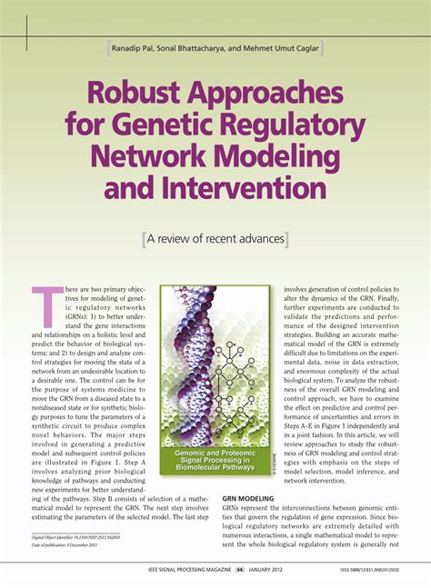 pdf robust approaches for genetic regulatory network modeling and intervention a review of