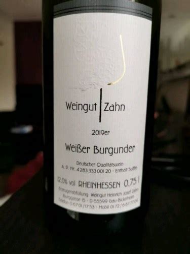 Weingut Zahn Weisser Burgunder Vivino US