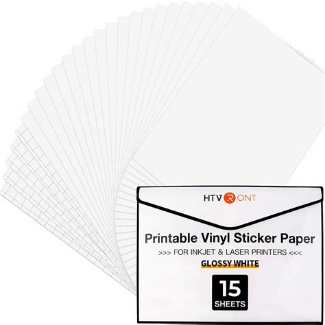 HTVRONT 15 Sheets 11X8 5inch Glossy Matte Printable Vinyl Sticker Paper