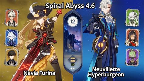 C0 Navia Furina C0 Neuvillette Hyperburgeon Spiral Abyss 4 6 Floor