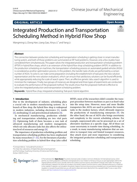 pdf integrated production and transportation scheduling method in hybrid flow shop