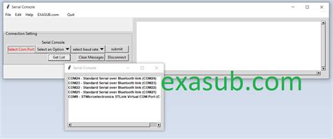 how to make uart serial console using pyserial tkinter in python exasub