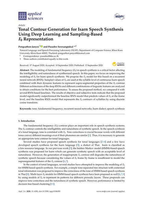 pdf tonal contour generation for isarn speech synthesis using deep learning and sampling based