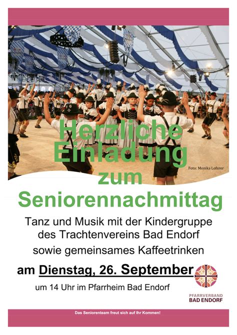 Einladung Zum Seniorennachmittag September 2023 Pfarrverband Bad Endorf
