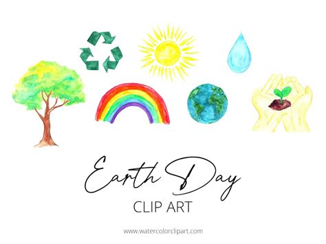 Watercolor Earth Day Clipart Environmental Clip Art Rainbow Clip Art