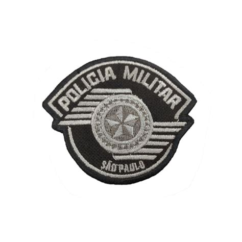 Patch Bordado Polícia Militar Preto e Cinza Patch Bordado Polícia