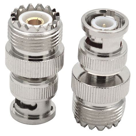 2pcs 50 Ohm BNC Male Plug To UHF PL 259 SO239 Female RF Coaxial Adapter