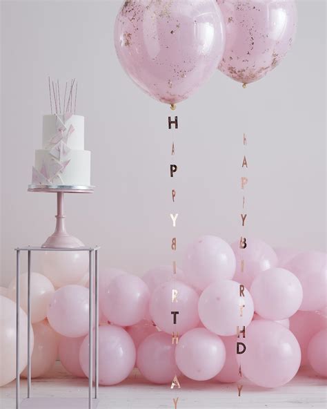 Rose Gold Happy Birthday Ballon Haler 5 Stk Fin Pynt Til Balloner