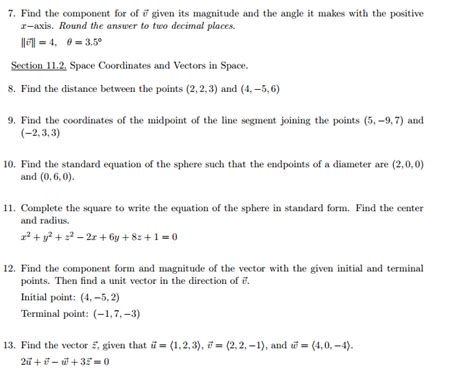 solved 7 find the component for of vector v given its