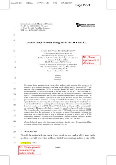 pdf secure image watermarking based on lwt and svd