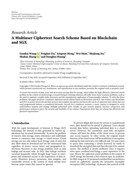 pdf a multiuser ciphertext search scheme based on blockchain and sgx