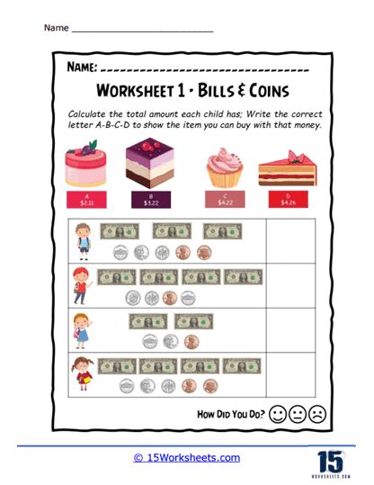 Counting Bills And Coins Worksheets Worksheets Worksheets