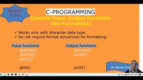 console unformatted input output functions in c input output functions in c in hindi part