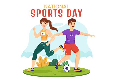 National Sports Day Vector Illustration With Sportsperson From