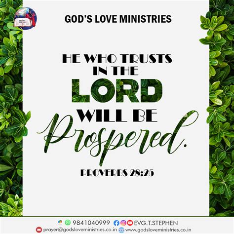 Proverbs 28 25 God S Love Ministries Today S Promise