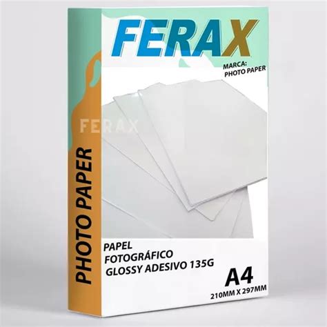 200 Folhas Papel Fotográfico Adesivo 135g Brilhante Glossy