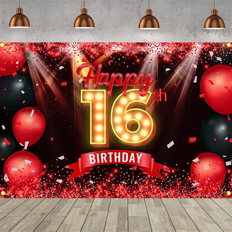 Happy Th Birthday Banner Hintergrund Dekorationen Schwarz Und Rot