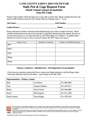 Fillable Online Extension Oregonstate Stall Pen Cage Request Form